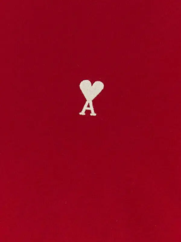 AMI Paris Crewneck Cotton T-shirt With Contrasting Logo And Trim