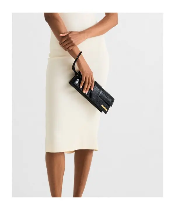Jacquemus Glossy Crocodile-pattern Clutch Bag