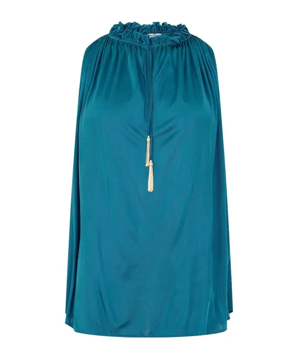 Balmain Solid Color Sleeveless Pullover Top - Blue
