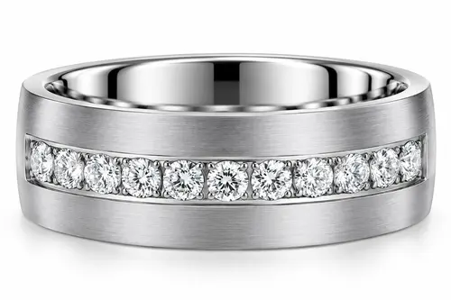 BLISS DIAMOND 5/8ct Diamond 8mm Comfort Fit Ring Low Dome Wedding Band - Titanium