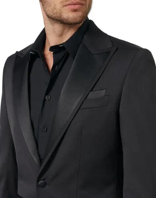BILLIONAIRE Satin Trim Stretch Wool Blend Evening Blazer
