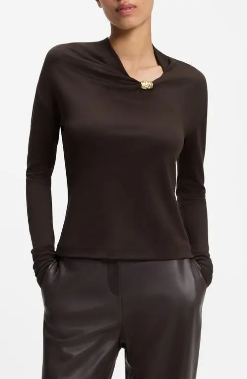 BOSS Edonya Hardware Detail Long Sleeve Top - Mole