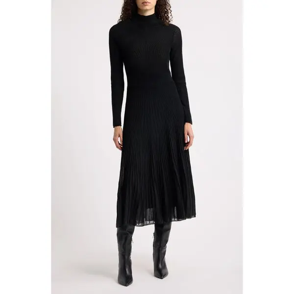 BOSS Felvetta Mock Neck Midi Dress - Black