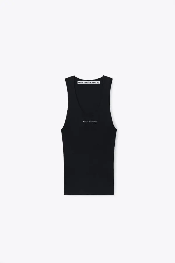 Alexander Wang Jacquard Logo Racer Tank - Black