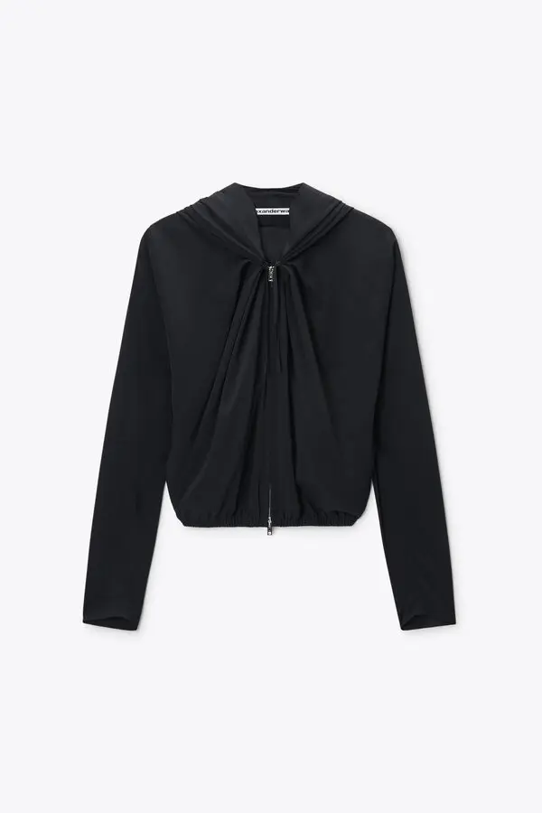 Alexander Wang Pleated Neckline Hoodie - Black