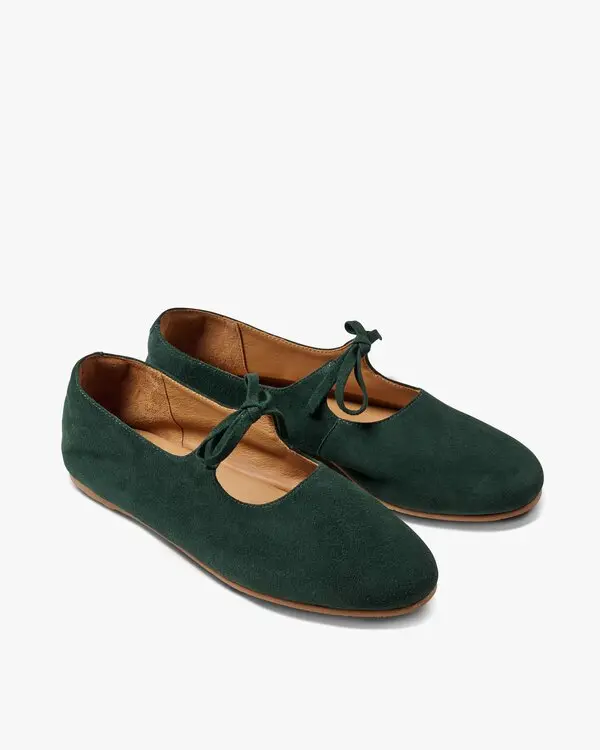 Beek Crane Bow Suede Mary Jane Shoe - Green