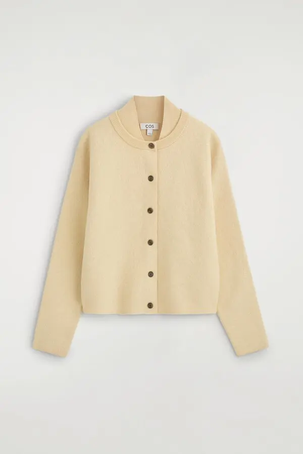 Cos Layered-collar Boiled Wool Cardigan - Beige