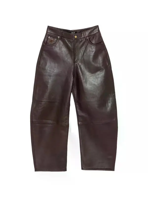 LOIS Wide-leg Leather Trousers - Brown