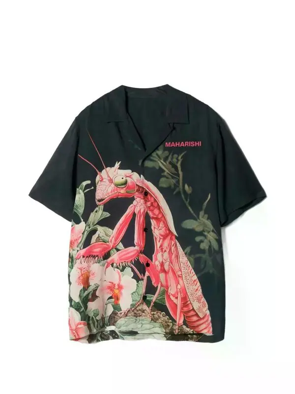 MAHARISHI Orchid Mantis-print Camp-collar Shirt