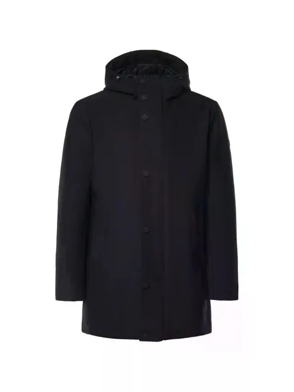 HESKIMO Hooded Button-fastening Coat - Black