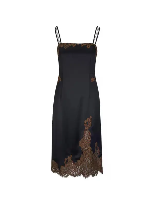 Dorothee Schumacher Lace-trim Satin Midi Dress - Black