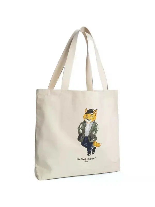 Maison Kitsuné Weekend Fox Tote Bag - Neutrals