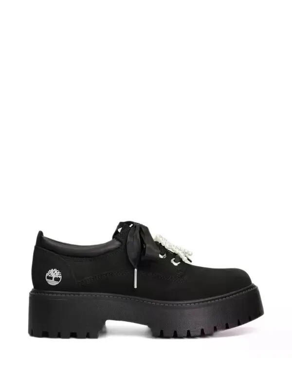 Timberland Stone Street Faux-pearl-embellished Platform Lace-up Shoes - Black