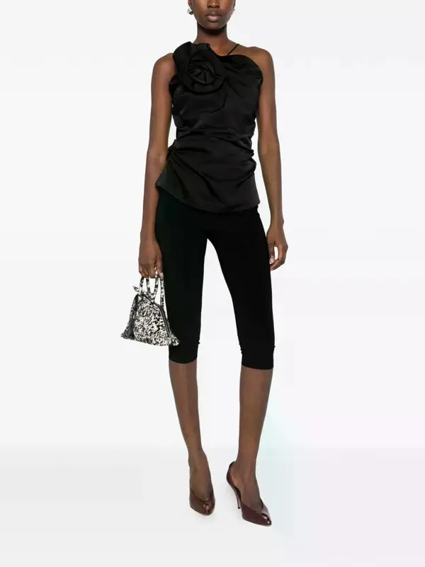 Magda Butrym Floral-appliqué Ruched Top - Black