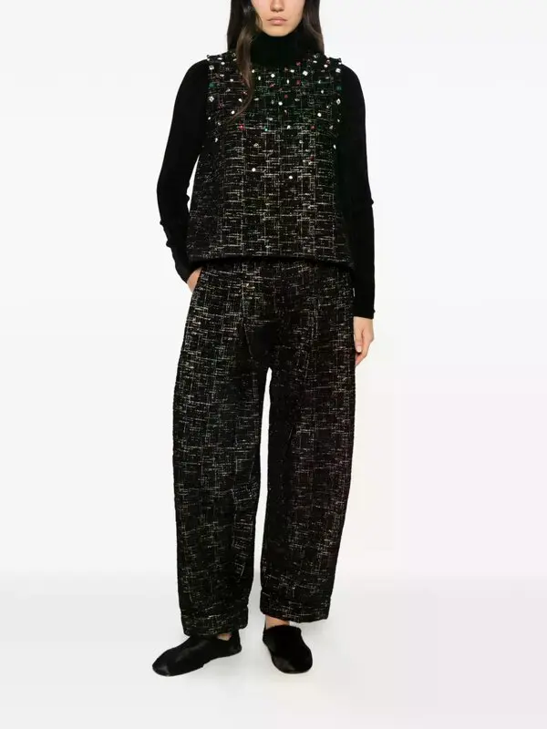 La DoubleJ Pleated Bouclé-knit Trousers