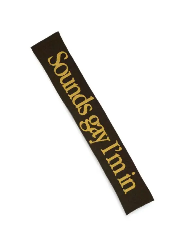 CARNE BOLLENTE Slogan-knit Scarf - Brown