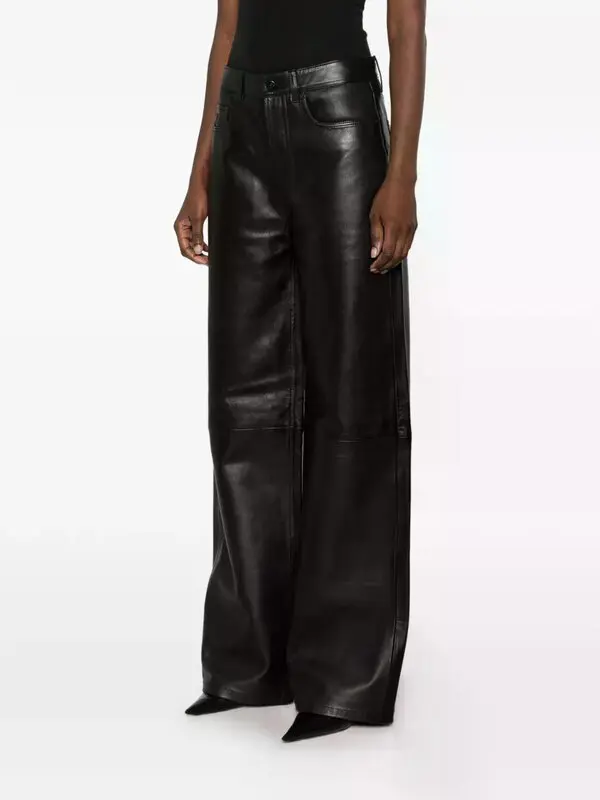 LOIS Leather Wide-leg Trousers - Black