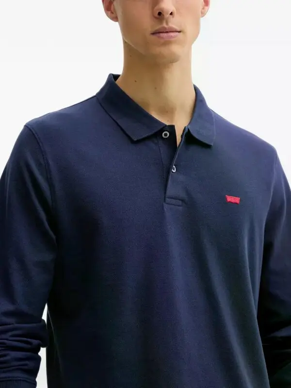 LEVI'S Housemark Logo-patch Long-sleeve Polo Shirt