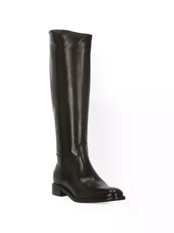 JULIE DEE Side-zip Leather Boots