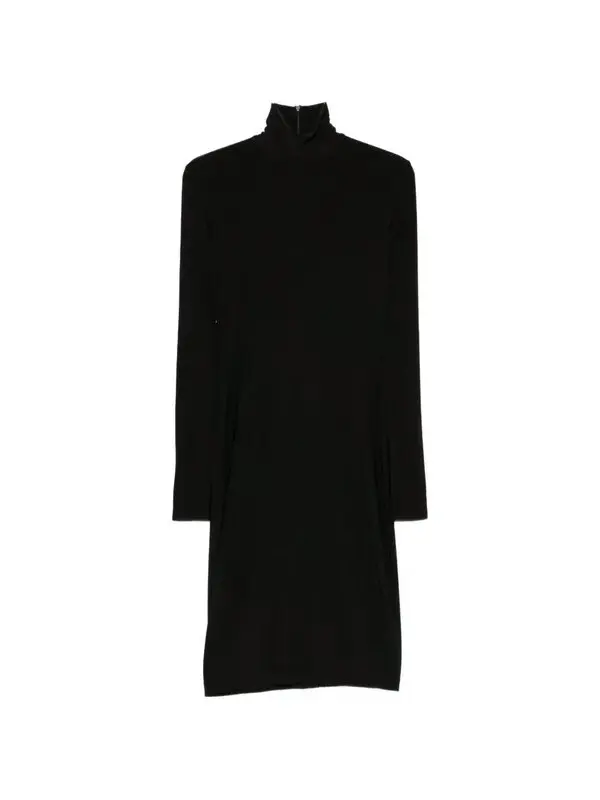 Norma Kamali Long-sleeve Turtleneck Midi Dress - Black