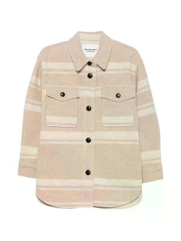MARANT ETOILE Harveli Striped Shirt Jacket - Neutrals