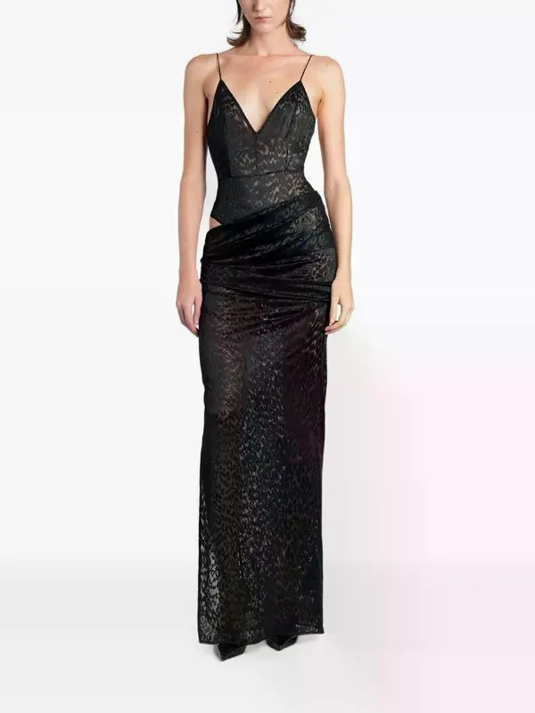 Alex Perry Leopard-pattern Ruched Maxi Dress