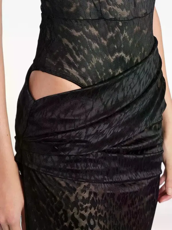 Alex Perry Leopard-pattern Ruched Maxi Dress