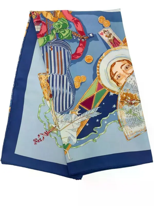 Hermès 2000-2026 Au Clair De La Lune Silk Scarf 90 Scarves - Blue
