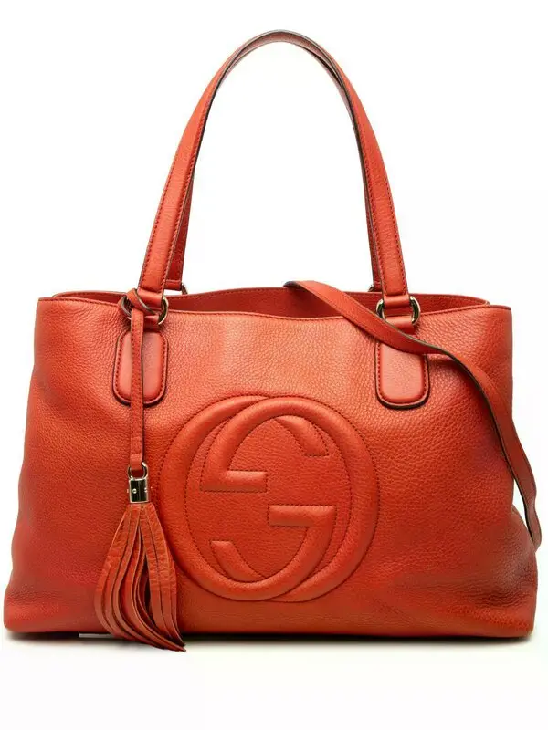 Gucci 2000-2015 Medium Calfskin Soho Working Tote Satchel - Orange