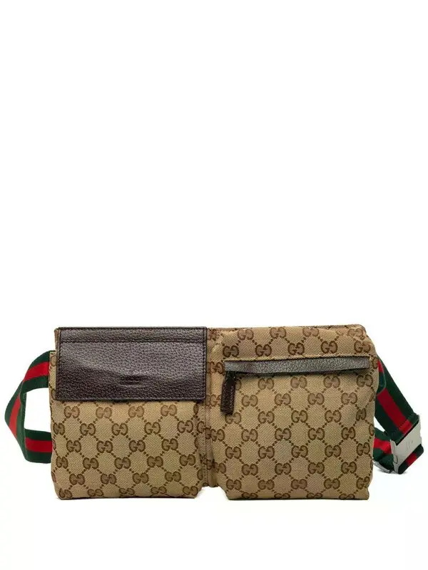 Gucci 2000-2015 Gg Canvas Web Double Pocket Belt Bag - Neutrals