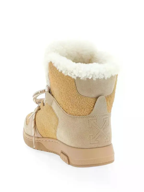 Off-White Shearling-trim Panelled Ankle Boots