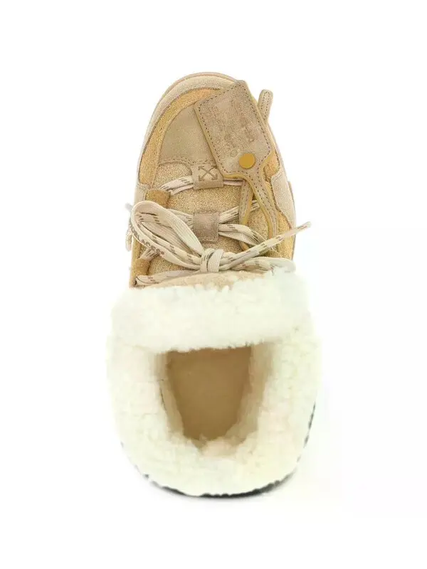 Off-White Shearling-trim Panelled Ankle Boots