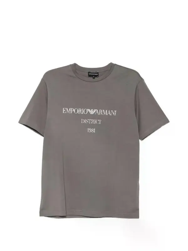 Emporio Armani Logo-print Cotton T-shirt - Grey