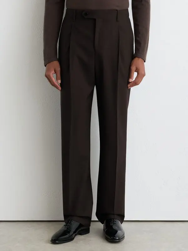 REISS Tommy Relaxed Fit Wool Pleated Suit Trousers