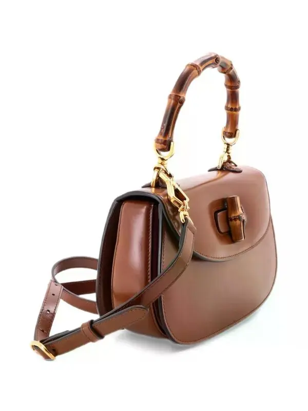 Gucci Bamboo 1947 Top Handle Bag Leather Small Satchel - Brown