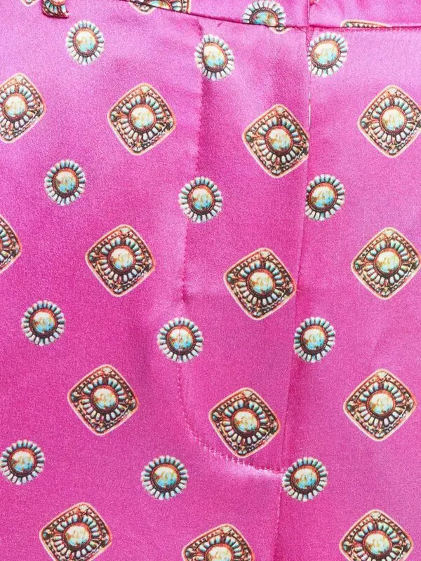 L'AGENCE Printed Wide-leg Silk Trousers