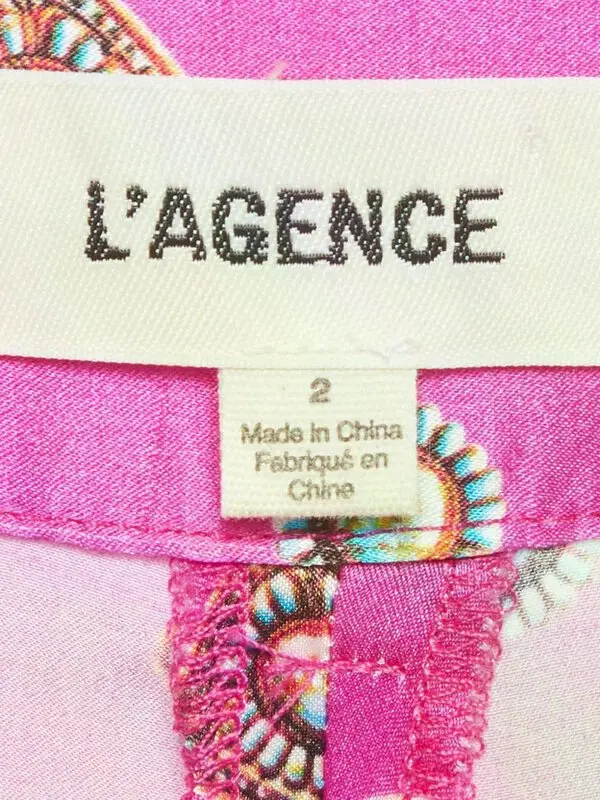 L'AGENCE Printed Wide-leg Silk Trousers