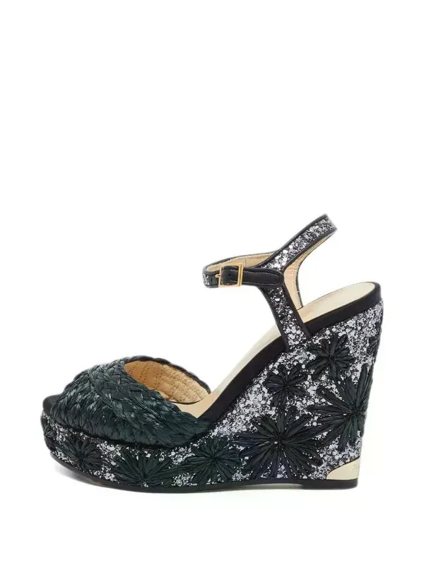 JIMMY CHOO Perla Braided Wedge Sandals - Black