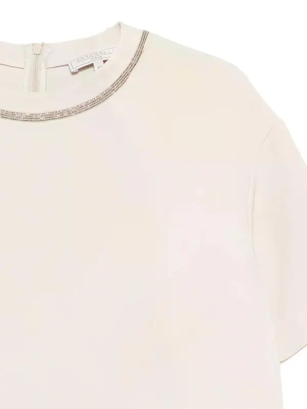 Antonelli Firenze Bead-embellished Short-sleeve Blouse