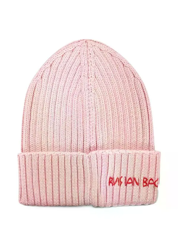 Ruslan Baginskiy Logo-embroidered Ribbed-knit Beanie Hat - Pink