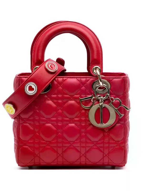 Dior 2016 Small Lambskin Cannage My Abcdior Lady Satchel - Red