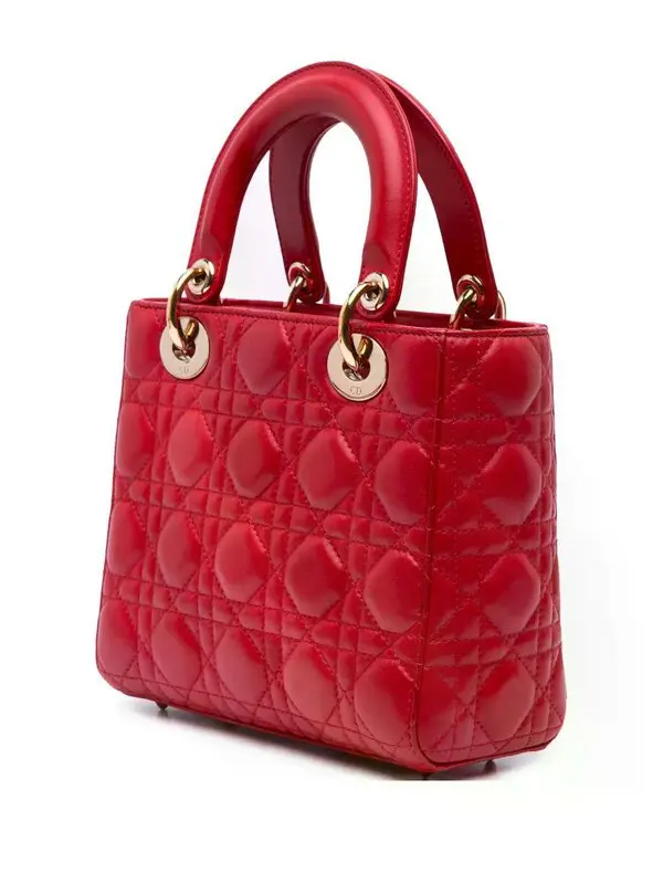 Dior 2016 Small Lambskin Cannage My Abcdior Lady Satchel - Red