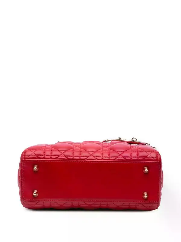 Dior 2016 Small Lambskin Cannage My Abcdior Lady Satchel - Red