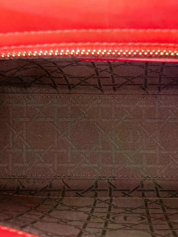 Dior 2016 Small Lambskin Cannage My Abcdior Lady Satchel - Red