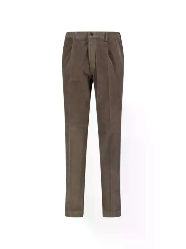 Incotex Pleated Corduroy Trousers - Brown