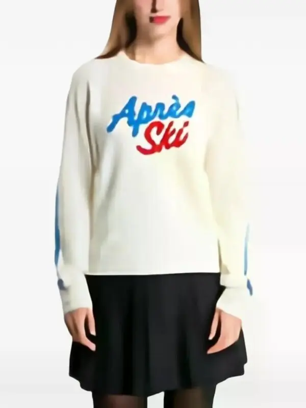 MC2 SAINT BARTH Off-white New Queen Crew-neck Knit Sweater With Après Ski Embroidery - Neutrals