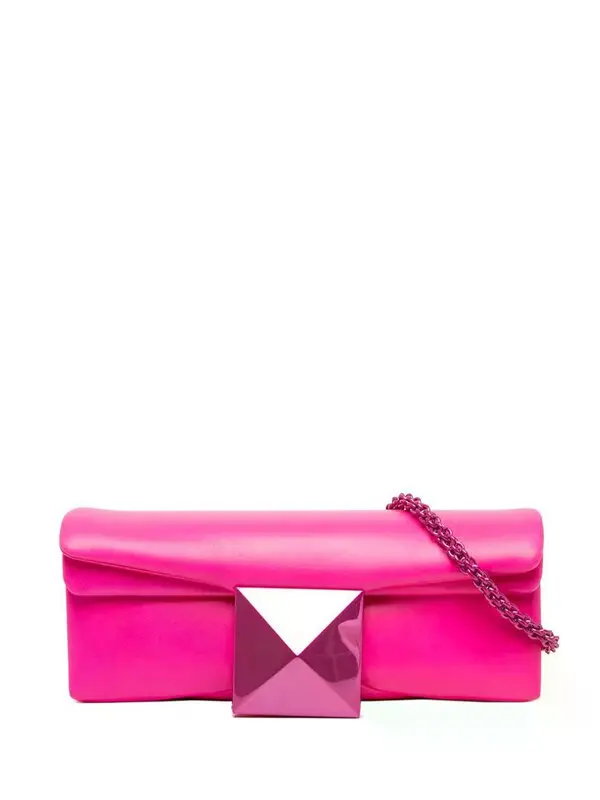 Valentino Garavani 2018-2026 Nappa One Stud Clutch With Chain Crossbody Bag - Pink