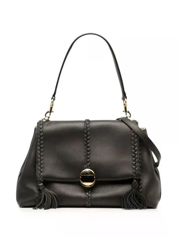 Chloé 2023 Medium Grained Calfskin Penelope Satchel - Black