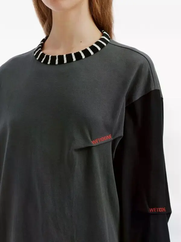 We11Done Striped-trim Long-sleeve T-shirt