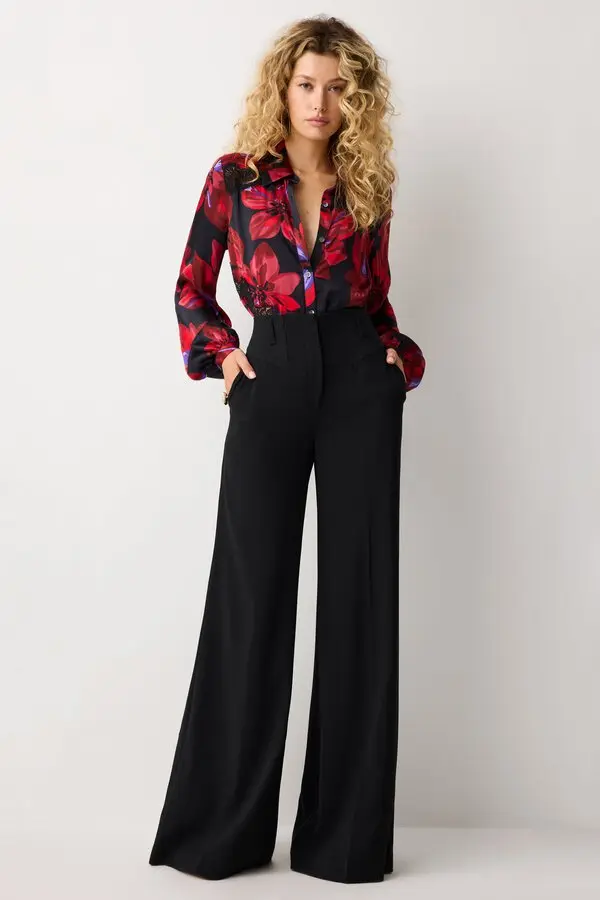 Ramy Brook Claudie High Rise Wide Leg Pant - Black
